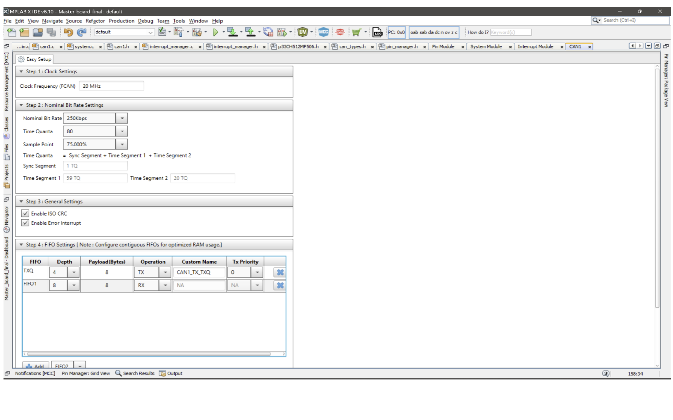 CAN interrupt configuration missing on MCC for dsPIC33CH512MP506-I/PT micro