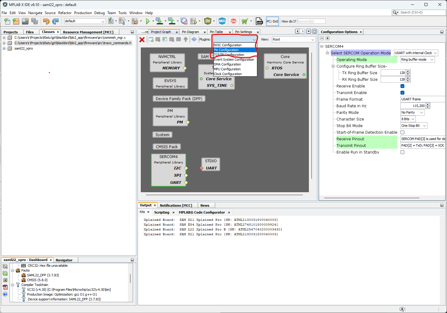How to access the Pin Configurator in MPLAB 6.10 / MCC?
