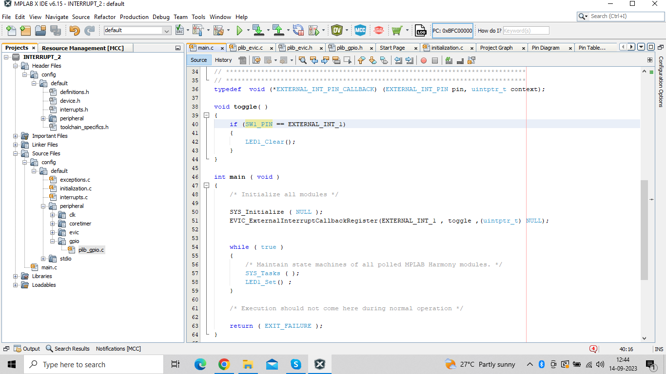 PIC32 USE INTERRUPT With Harmony