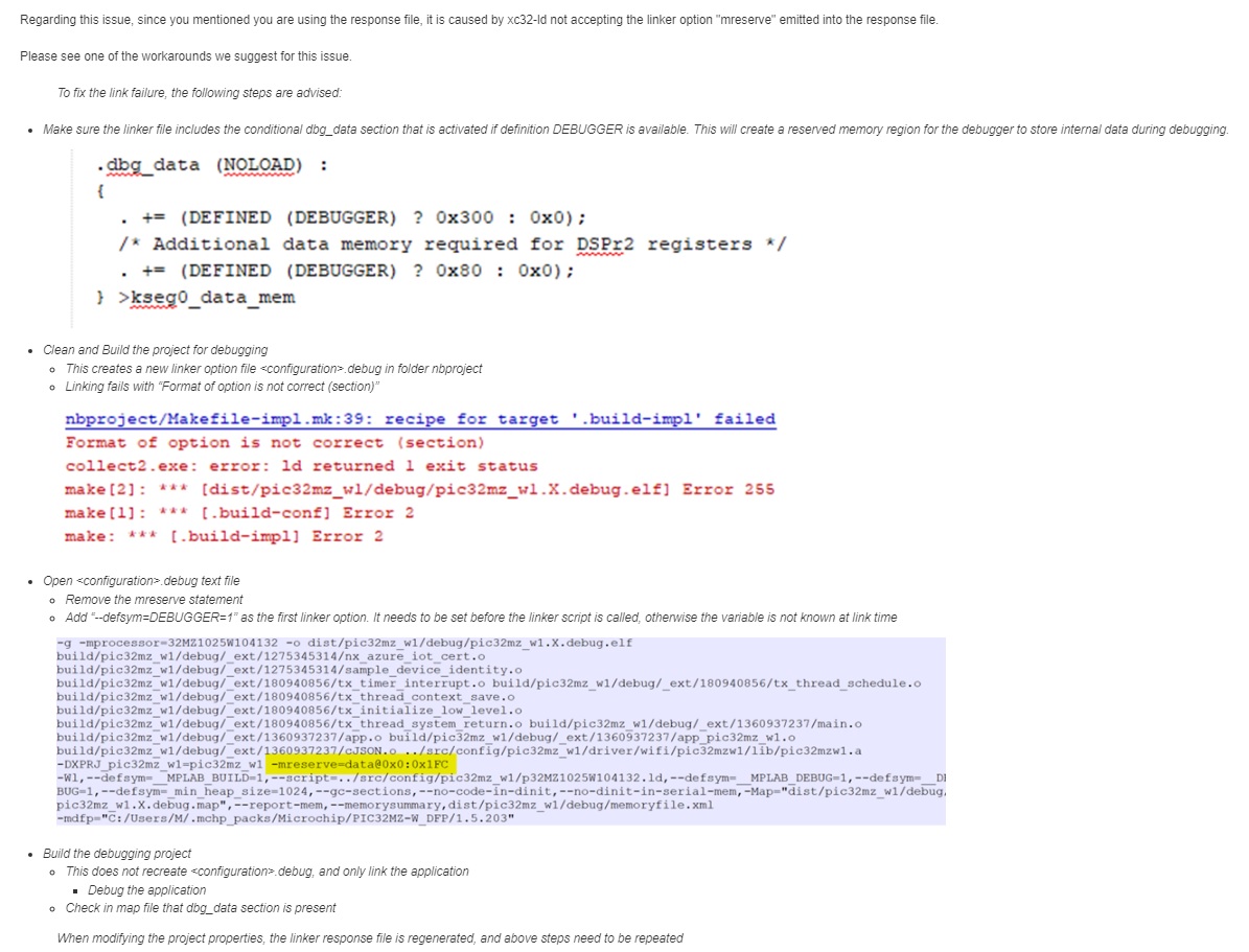 Project debug failure