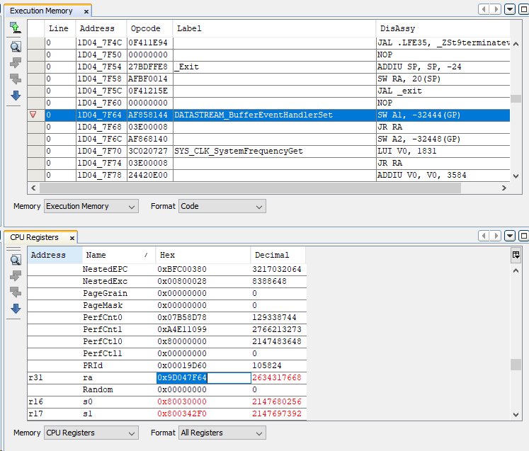 PIC32MK Failing at _main_entry
