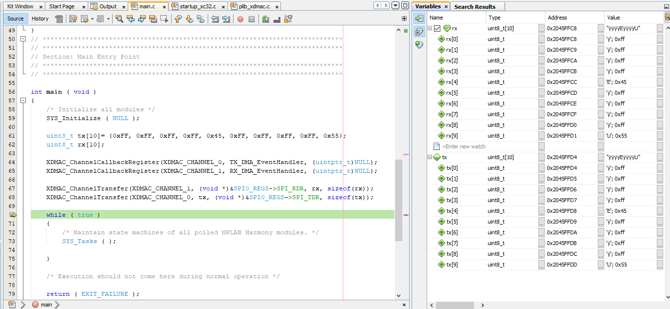 SAMV71 - Configuring XDMAC and SPI to read a chunk of data without inter byte delay?