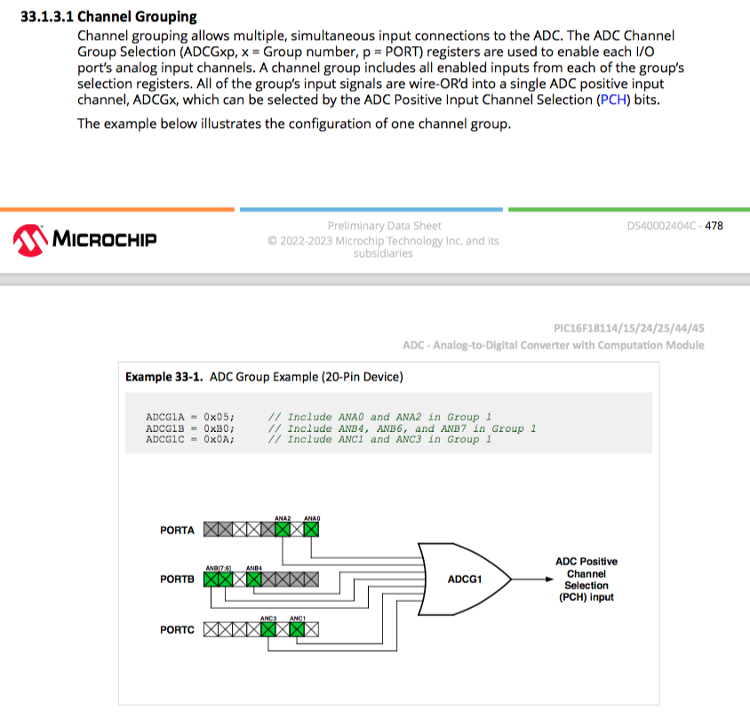 ADC channel grouping