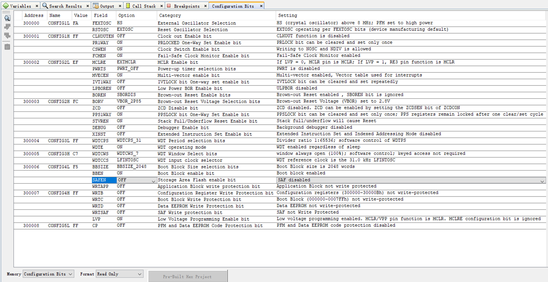 The program will run randomly reset, and it has been detected that PCON1bits.MEMV will be ...