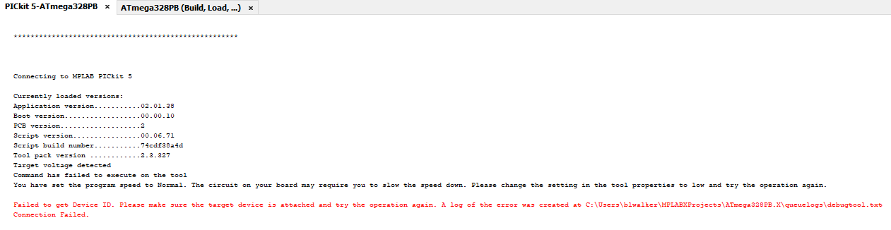 Need Help Programming ATmega328PB with MPLAB PICkit5