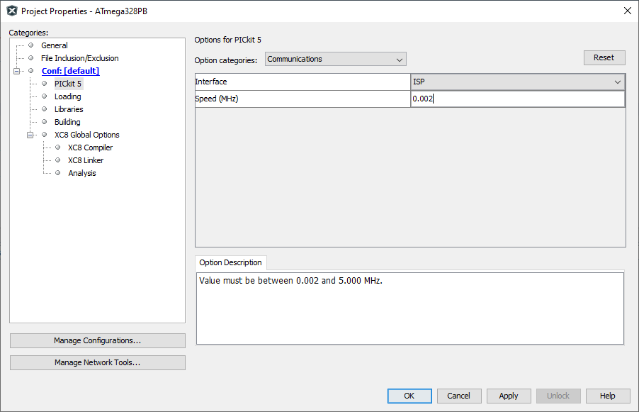 Need Help Programming ATmega328PB with MPLAB PICkit5