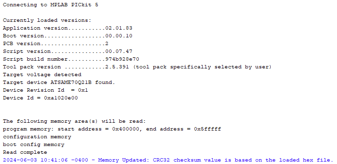 Weird Bug When Programming ATSAME70Q21B using PicKit5