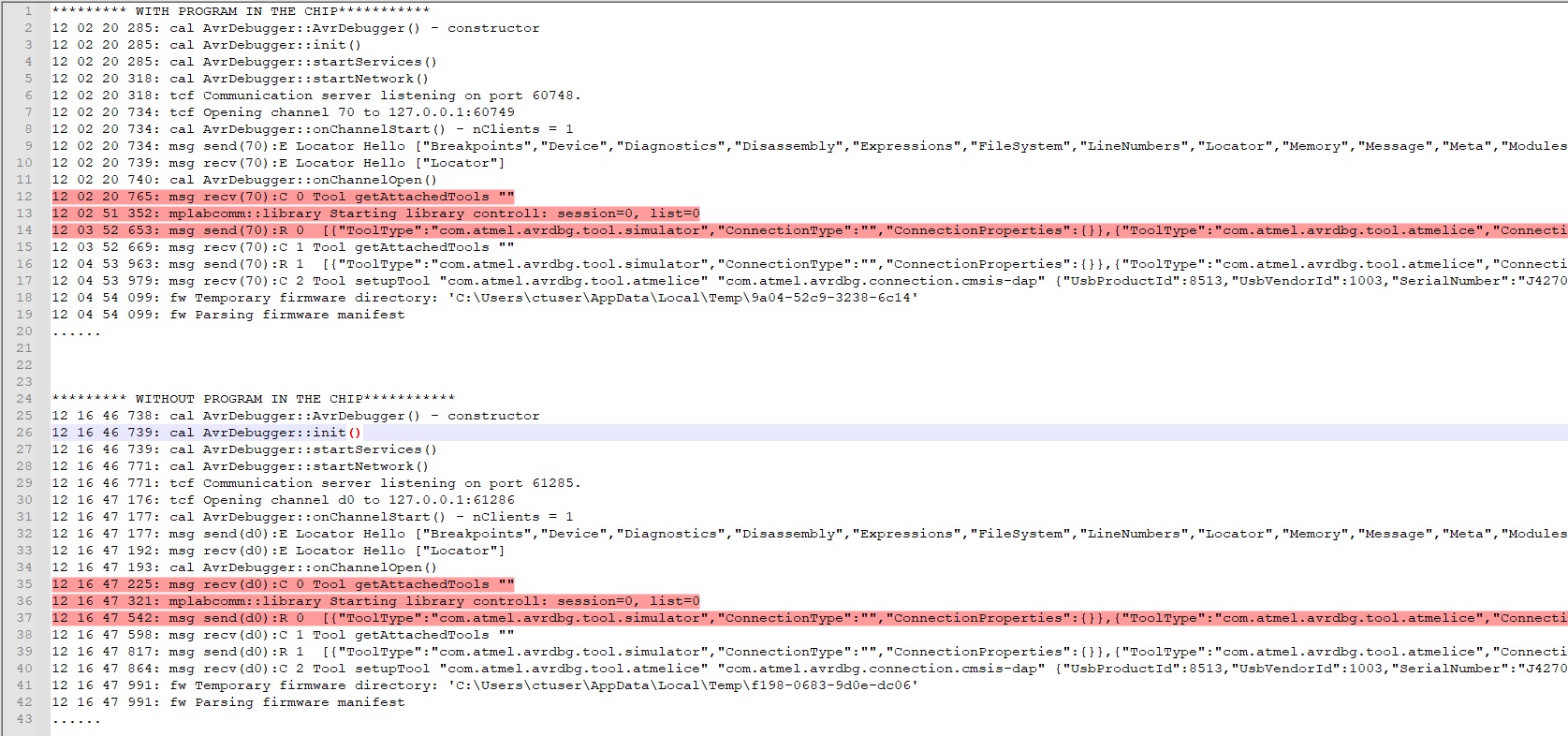 Issue of slow execution of commands with atprogram
