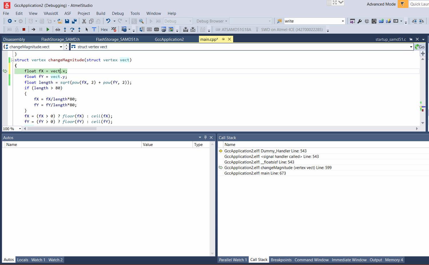 Writing and reading variables to flash on samd51?